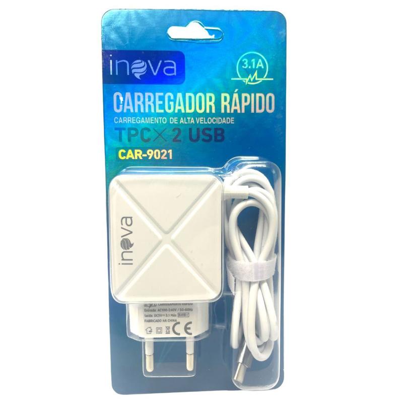 Carregador De Celular Inova Tipo C 3.1A 2 Entradas USB Turbo ...
