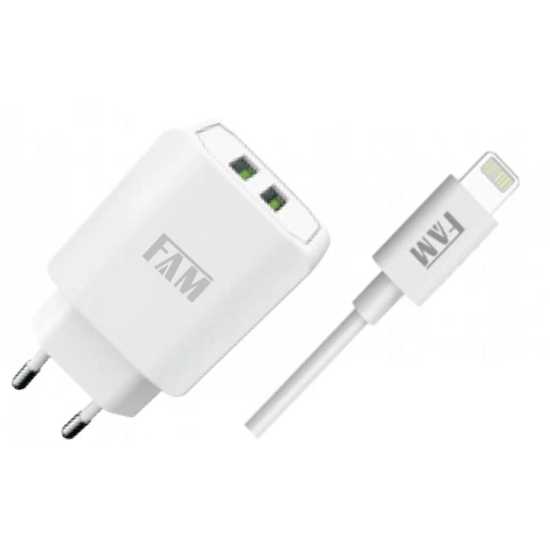 Carregador FAM Fashion 2 USB 2.4A FKT-2255 Kit Carregador de Viagem - Carregador de Celular ...