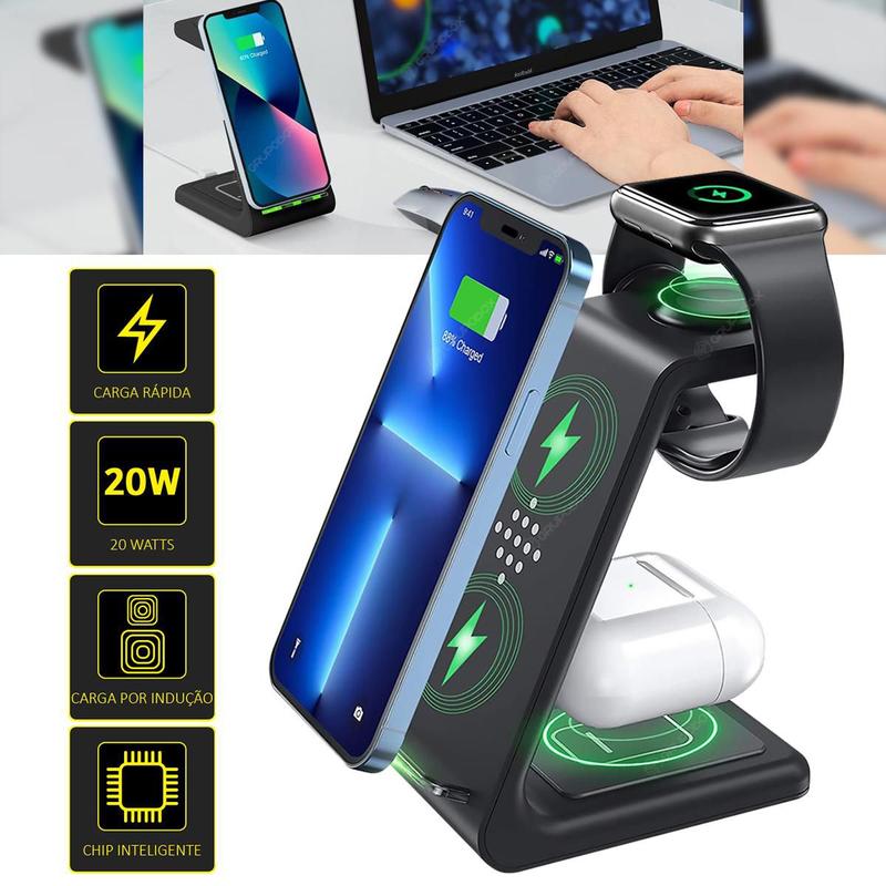 Carregador Portatil Indução 3 Em 1 20W Carga Turbo Universal - Hrebos ...