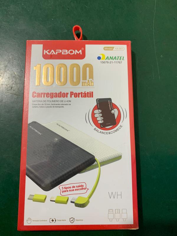 Carregador Portátil PowerBank - KapBom 10000 mAh KA-951 - Carregador ...
