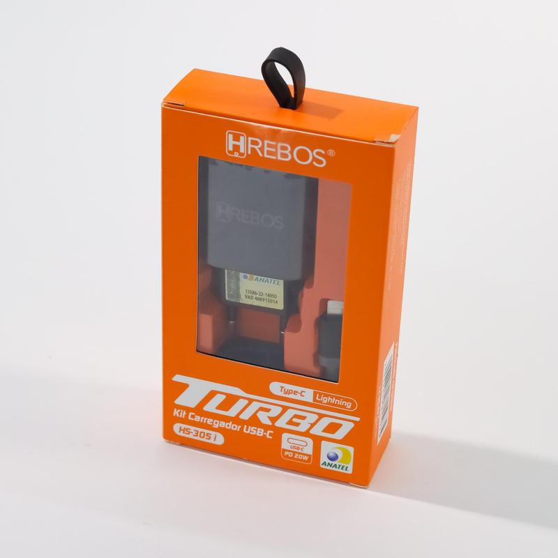 Carregador Turbo PD 20W Power Com Cabo Tipo C/Tipo C Hrebos - HS-305C - Carregador de Celular ...