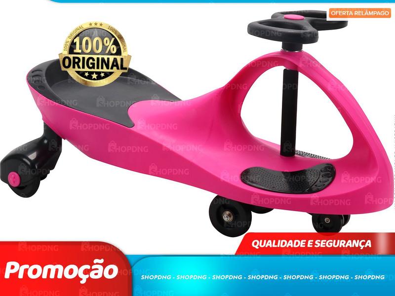 Carrinho de rolimã com volante e freio Rosa (BW004R) - Importway ...