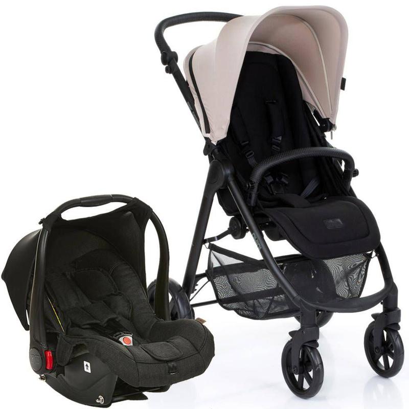 Carrinho Okini Cashmere (Bege) com Bebê Conforto Risus Piano - ABC Design - Carrinho com Bebê ...