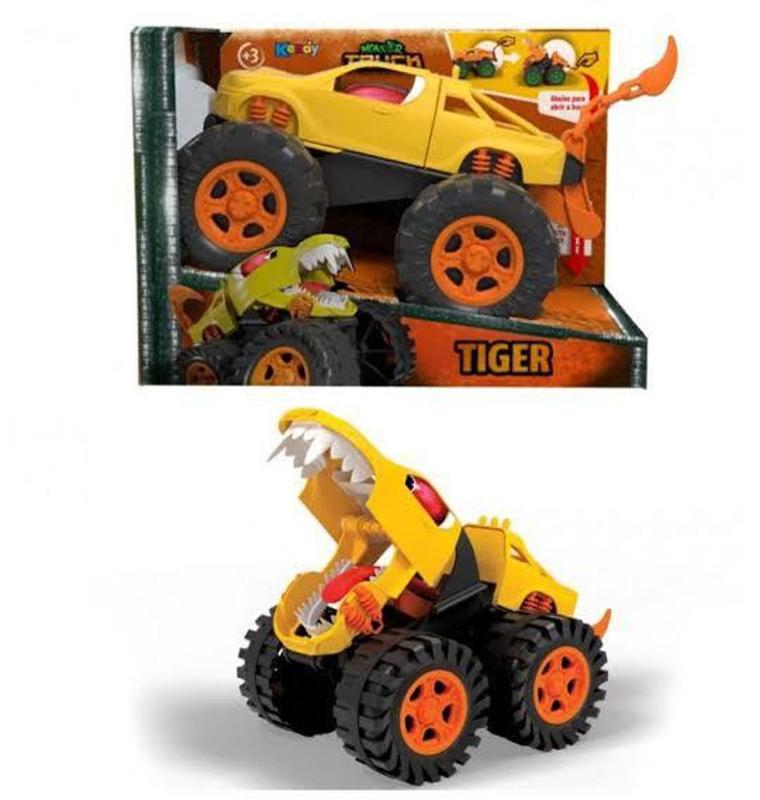 Carro Animal Tiger 26 Cm Monster Truck - 137985-A - Kendy - Carrinho de ...
