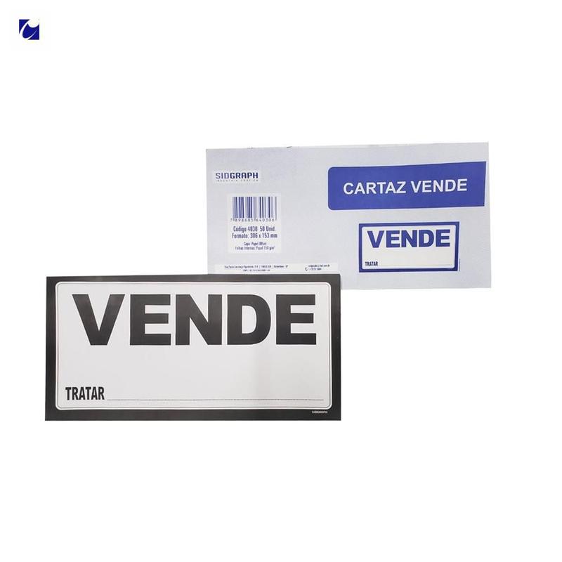 Cartaz Vende Impresso Grande 30,6x15,3cm Pct C/ 50 - Sidgraph - Quadro ...