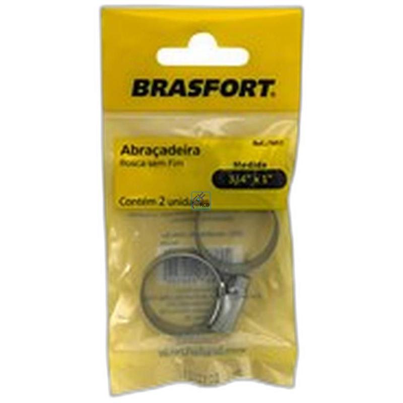 Cartela Abracadeira Rosca Sem Fim 3/4 X 1"Brasfort Cartela Com 2 Pecas ...