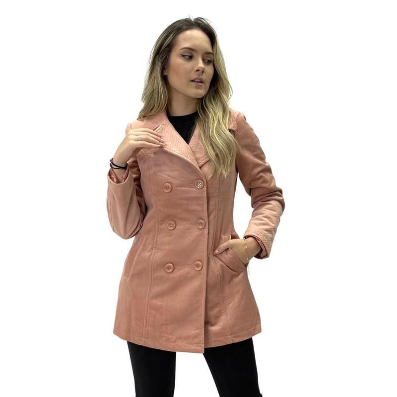 Casaco Facinelli Em Veludo Longo Com Bolsos - Casaco Feminino ...
