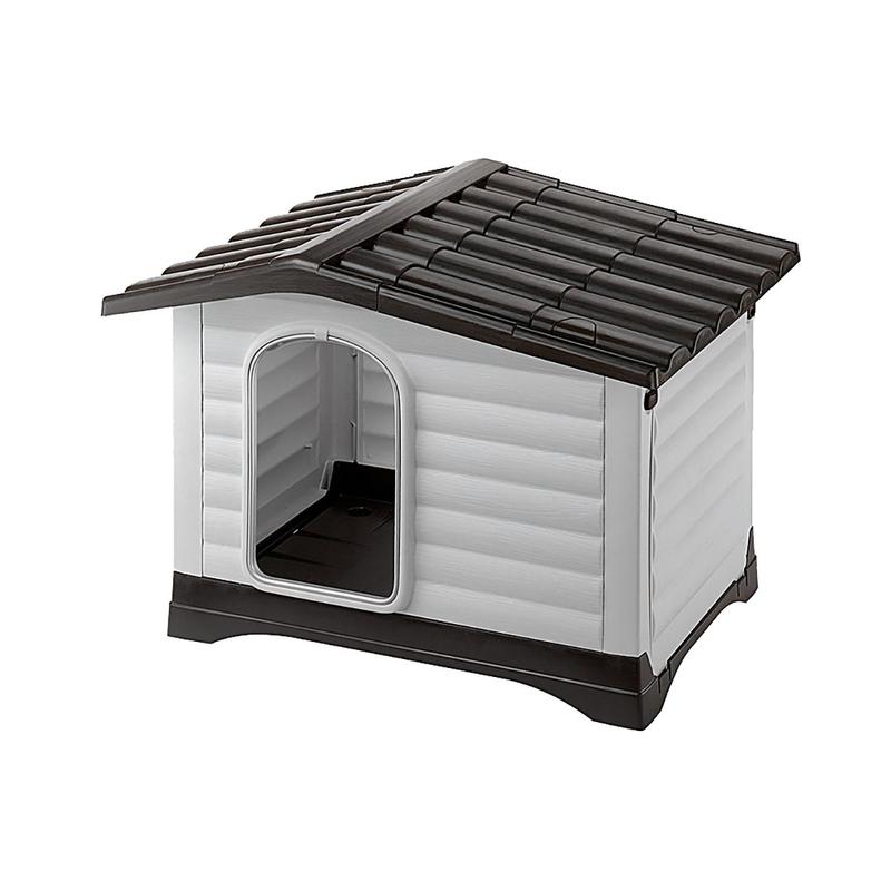 Casinha Para Cães Com Abertura Lateral Ferplast Dogvilla 90 Cinza ...