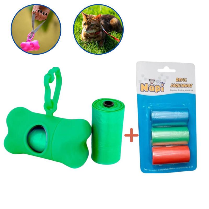 Cata Caca Coco Cachorro Gato Suporte + 100 Saquinhos Pet Cao - Napi ...