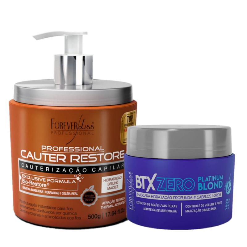 Cauterização Capilar 500g + Botox Zero Platinum Blond 160g - Forever ...