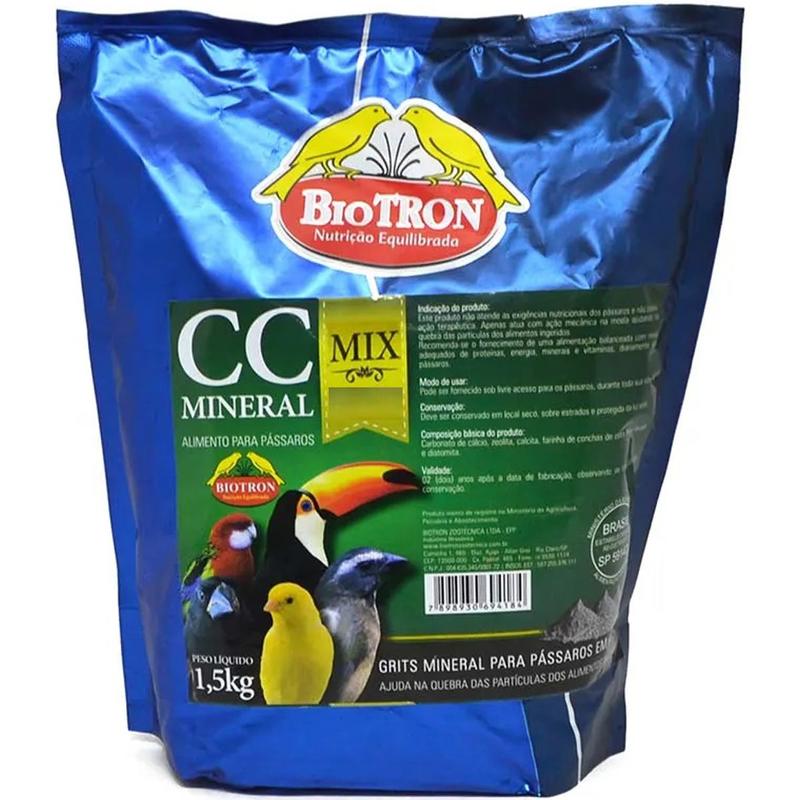 Cc Mineral Mix 1,5kg Biotron Grit Sem Carvão Para Aves - Alpiste e ...
