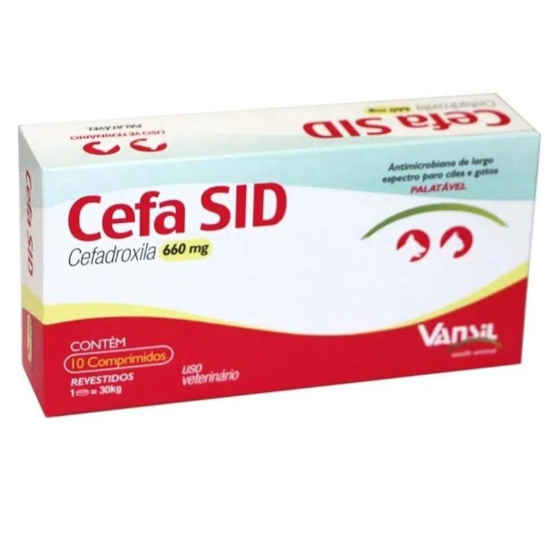 Cefa SID Cefadroxila Antimicrobiano Para Cães e Gatos 10 Comprimidos - Vansil - Antibiótico ...