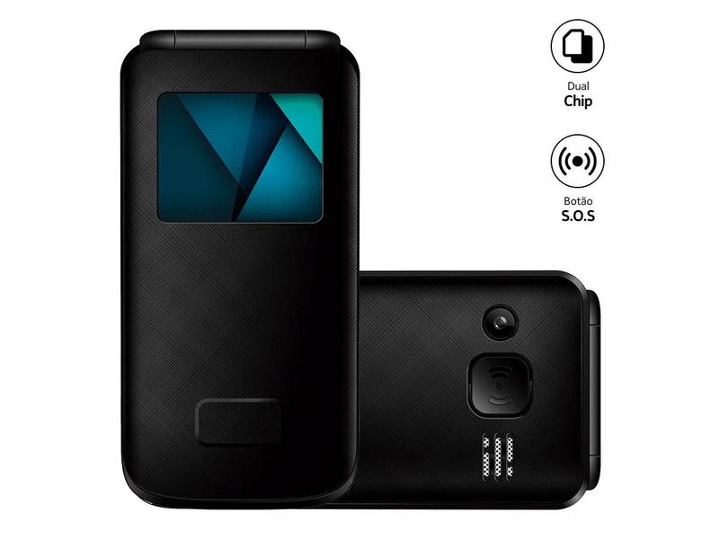 Celular Flip Vita Lite Dual Chip Rádio FM + MP3 + Bluetooth 2,1 Preto Multilaser - P9142 ...