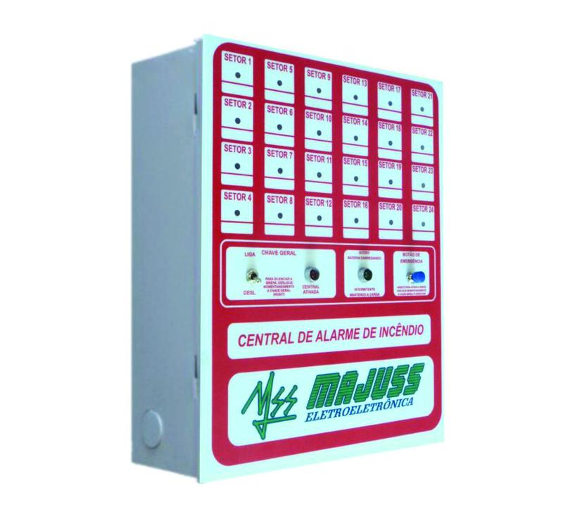 Central de Alarme de Incêndio de 24 Setores 24Vdc - Majuss - Alarme ...