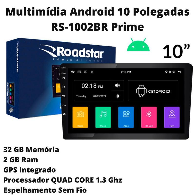 Central Multimídia Android 10 Polegadas GPS Bluetooth RS-1002BR Prime ...