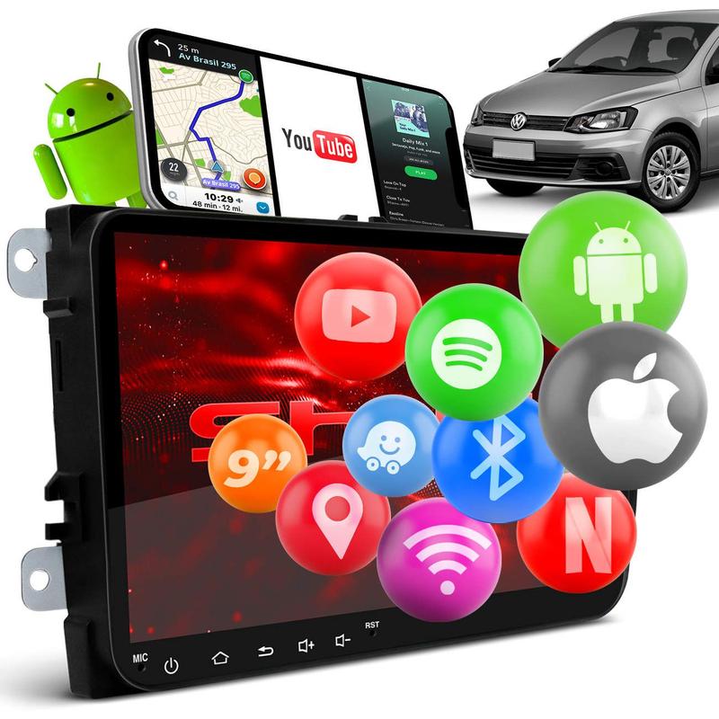 Central Multimídia Android Gol G7 17 a 20 GPS 9" Espelhamento Wi-fi ...