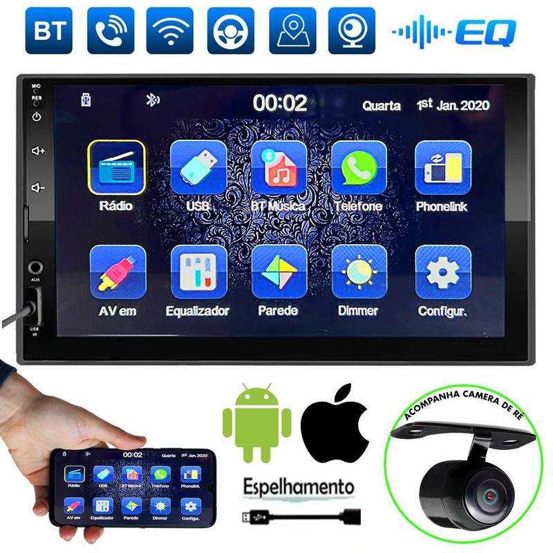 Central Multimidia Automotivo Honda Fit Mp5 2 Din Player 7 Pol Espelhamento Celular - Tay Tech ...