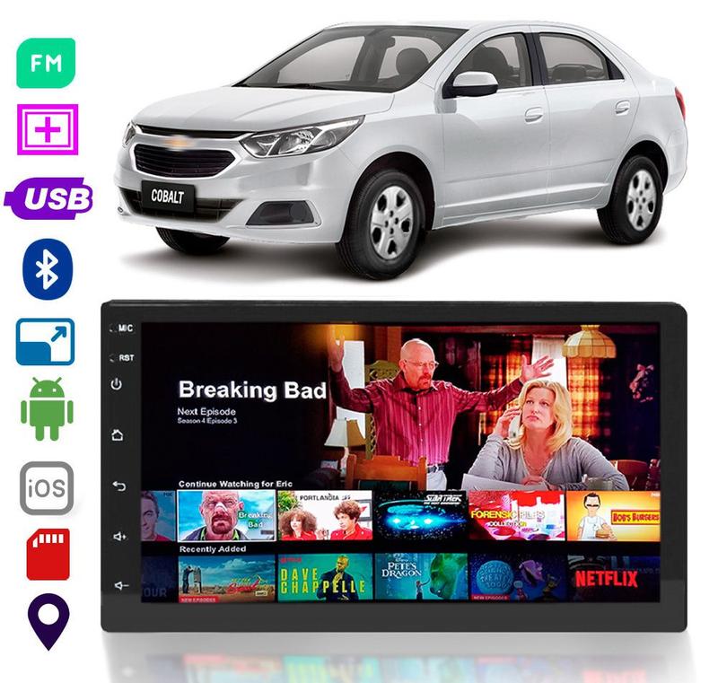 Central Multimídia Chevrolet Cobalt 2011 a 2020 7 Polegadas Android e iOS Aplicativos Bluetooth ...