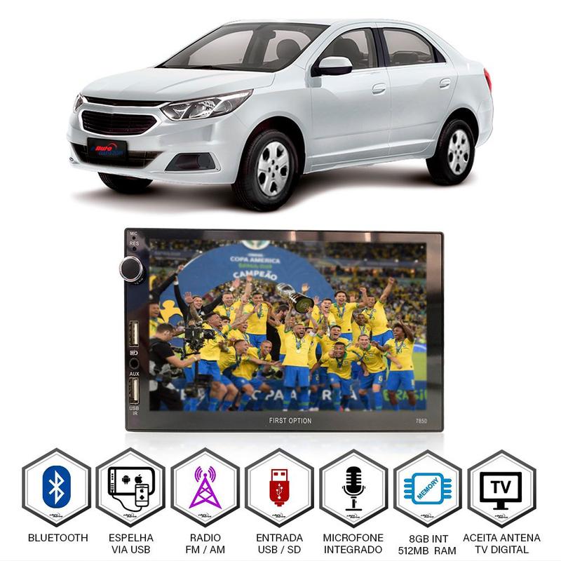 Central Multimídia Chevrolet Cobalt 2011 a 2021 BT USB SD Spotify Espelhamento Android iOS 7 ...