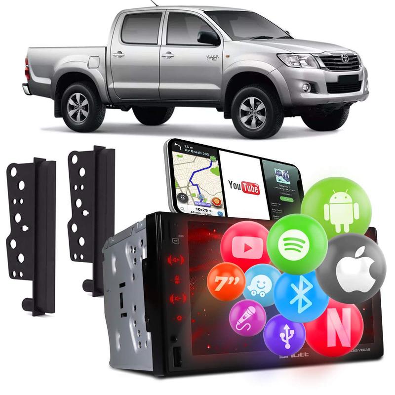 Central Multimídia Corolla Hilux SW4 Filder RAV4 2 Din 7" Bluetooth Espelhamento Android Iphone ...