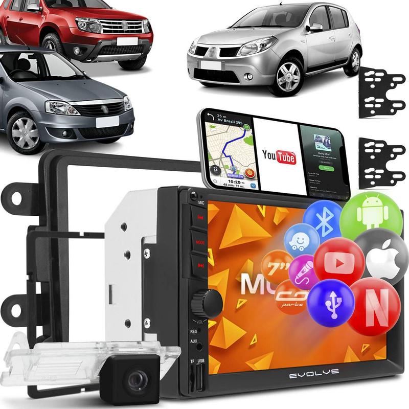 Central Multimídia Duster Sandero Logan Evolve GP348 Multilaser MP5 Preto BT Espelha + Câmera ...
