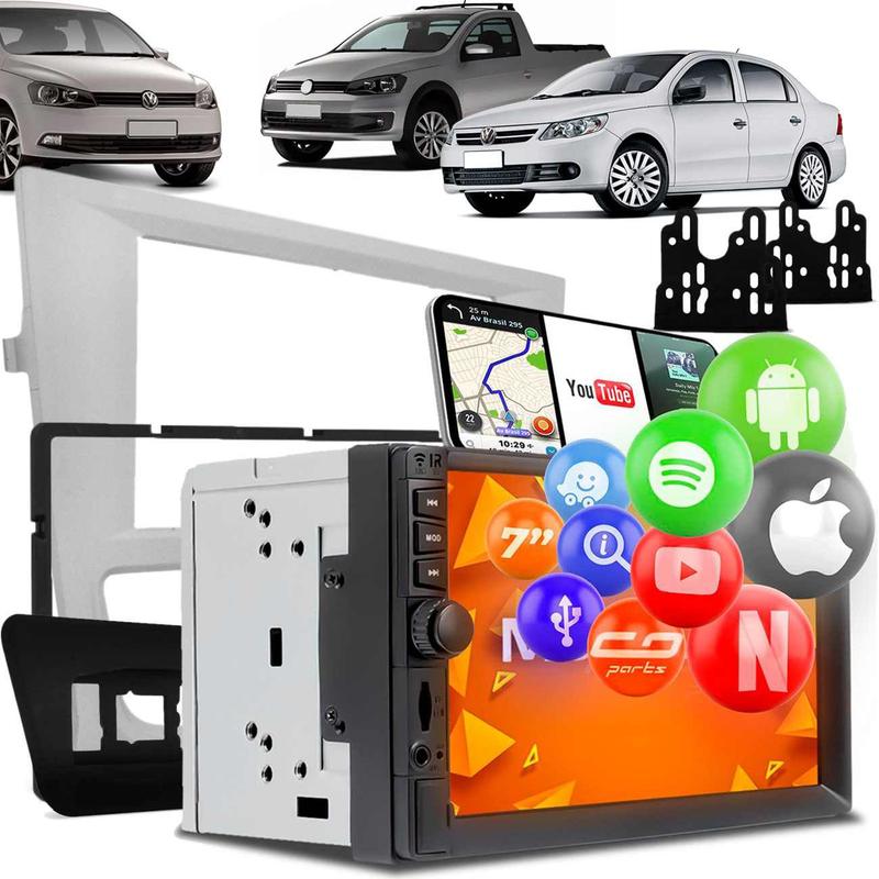 Central Multimídia Gol Saveiro Voyage Multilaser Evolve GP345 Prata TV BT Espelha Smartphone IOS ...