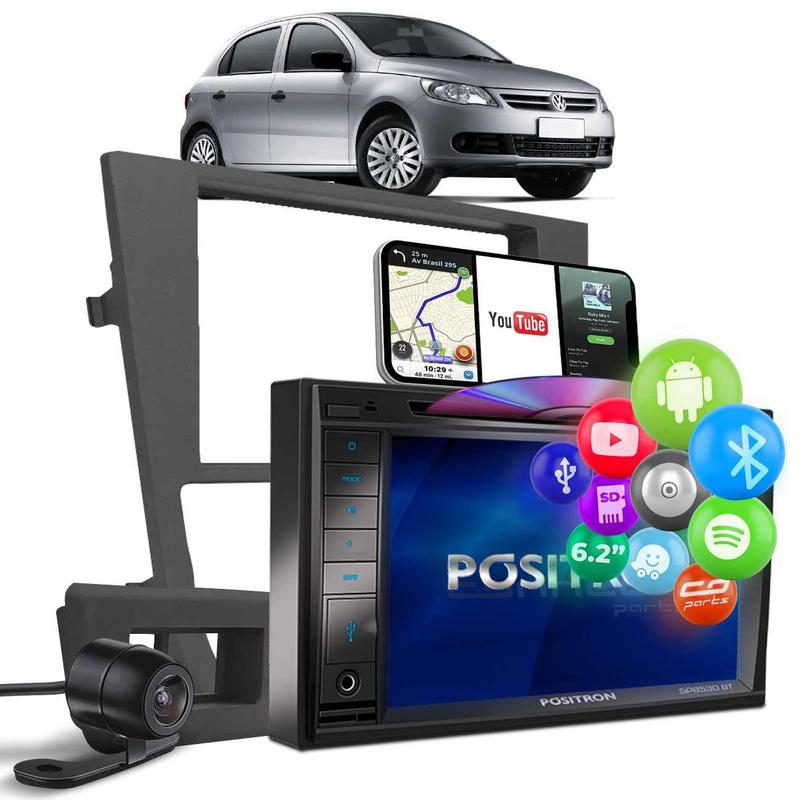 Central Multimídia Gol Saveiro Voyage Pósitron SP8530 BT 2Din Grafite ...