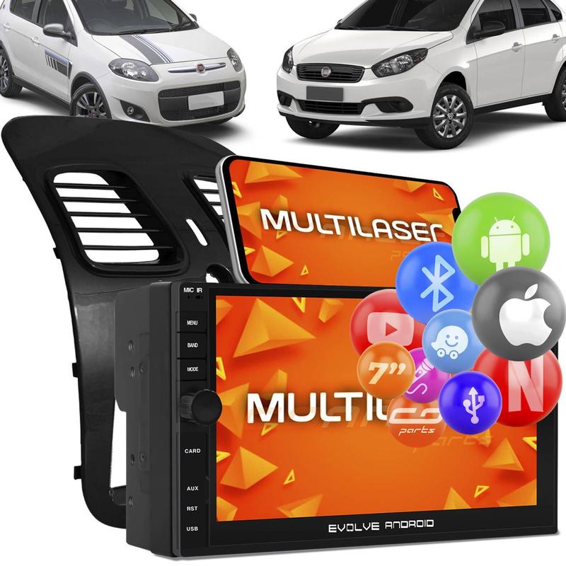 Central Multimídia Gran Siena Multilaser Evolve Infinity MP5 2din Espelha Android iOS Black ...