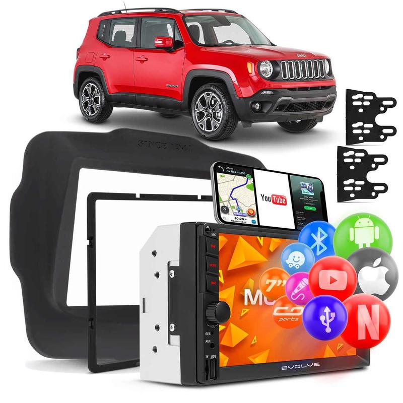 Central Multimídia Jeep Renegade Multilaser Evolve GP348 MP5 2Din BT USB Espelha Android Iphone ...