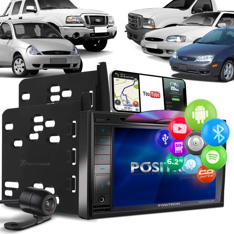 Central Multimídia Ka Focus Escort Ranger F-250 Pósitron SP8530 BT 2Din ...