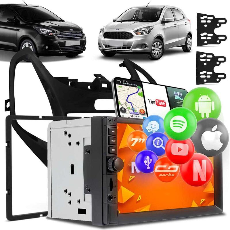 Central Multimídia Ka Sedan Hatch Multilaser Evolve GP345 Preta Fosca TV BT Espelhamento - Kit ...