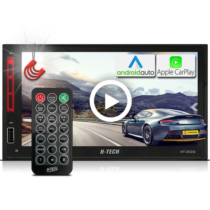 Central Multimídia Mp5 2Din 7 polegada Androidauto Carplay USB Bluetooth Espelhamento H-tech HT ...