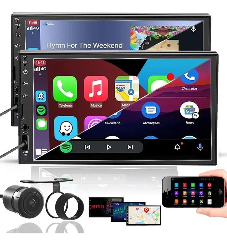 Central Multimídia Mp5 7p Bt Carplay Android Auto Usb + CAMERA DE RÉ ...