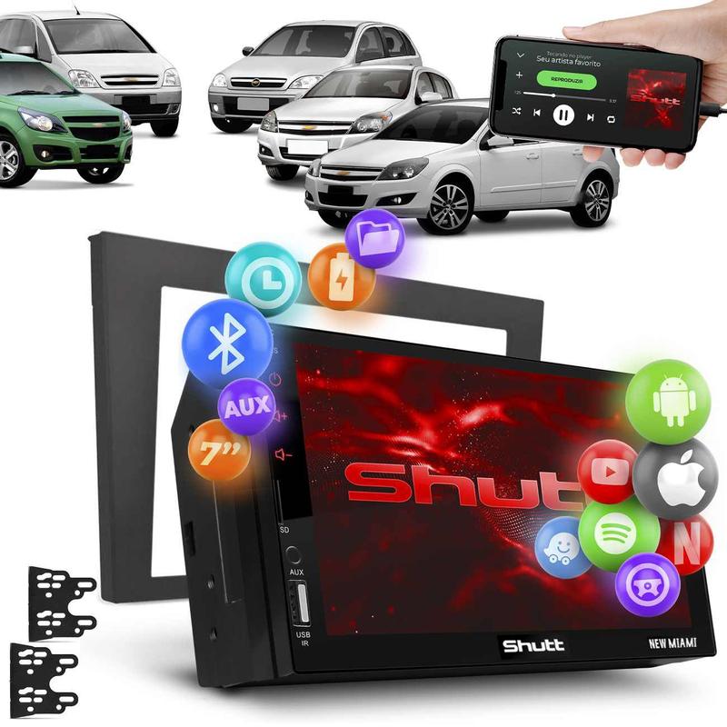 Central Multimídia Mp5 Moldura 2 Din Corsa Montana Vectra Meriva Cinza ...