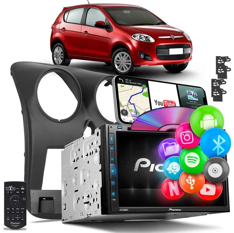 Central Multimídia Palio G5 12 a 16 Pioneer AVH-Z5280TV 2 Din TV BT USB ...
