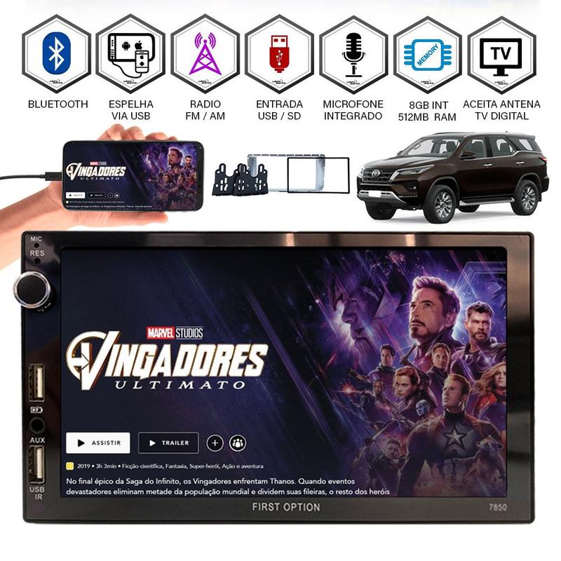 Central Multimídia Toyota Hilux SW4 2012 a 2015 BT USB SD Spotify ...