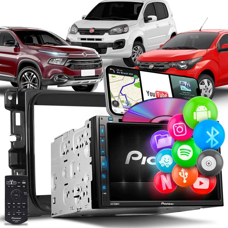 Central Multimídia Uno Mobi Toro Pioneer AVH-Z5280TV Black Piano TV BT ...