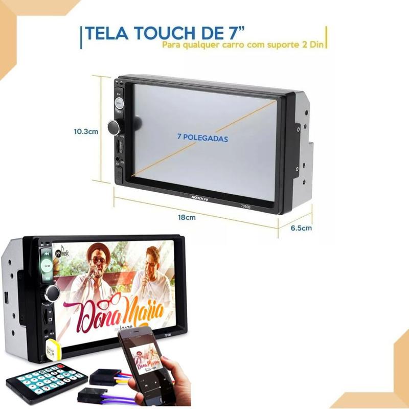 Central Multimídia USB BT MP5 Player 7 Pol 2 Din - AUTOVEX - Central Multimídia para Carro ...