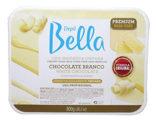 Cera Depilatória Chocolate Branco Em Barra Depil Bella 800g - Cera ...