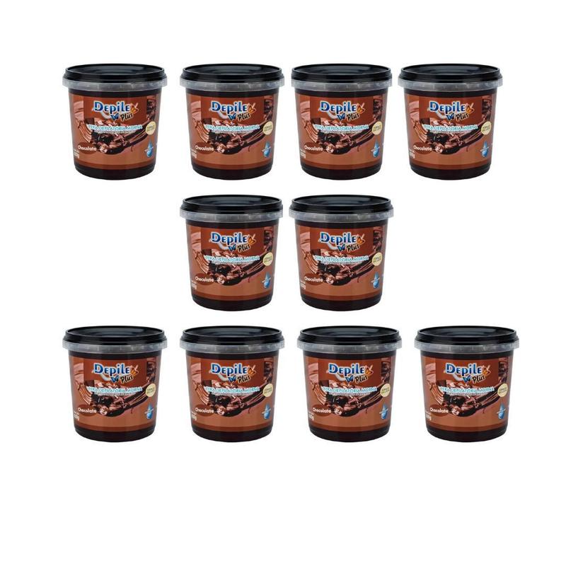 Cera Depilatória Chocolate Hidrossolúvel Depile Plus 600g (Kit com 10 ...
