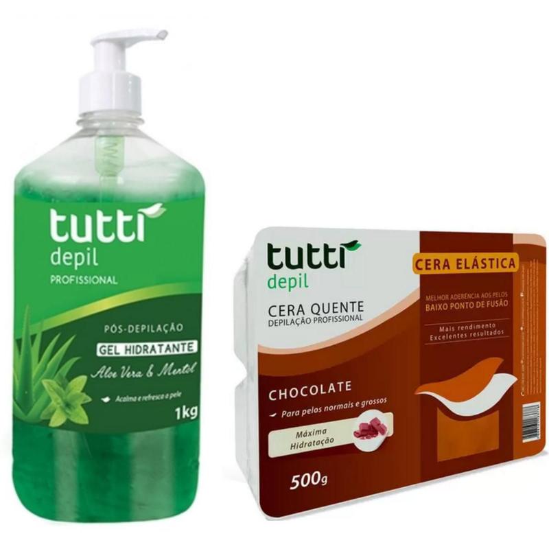 Cera Elástica Chocolate 500G + Gel Pós Depilação Aloe Vera - Tutti ...