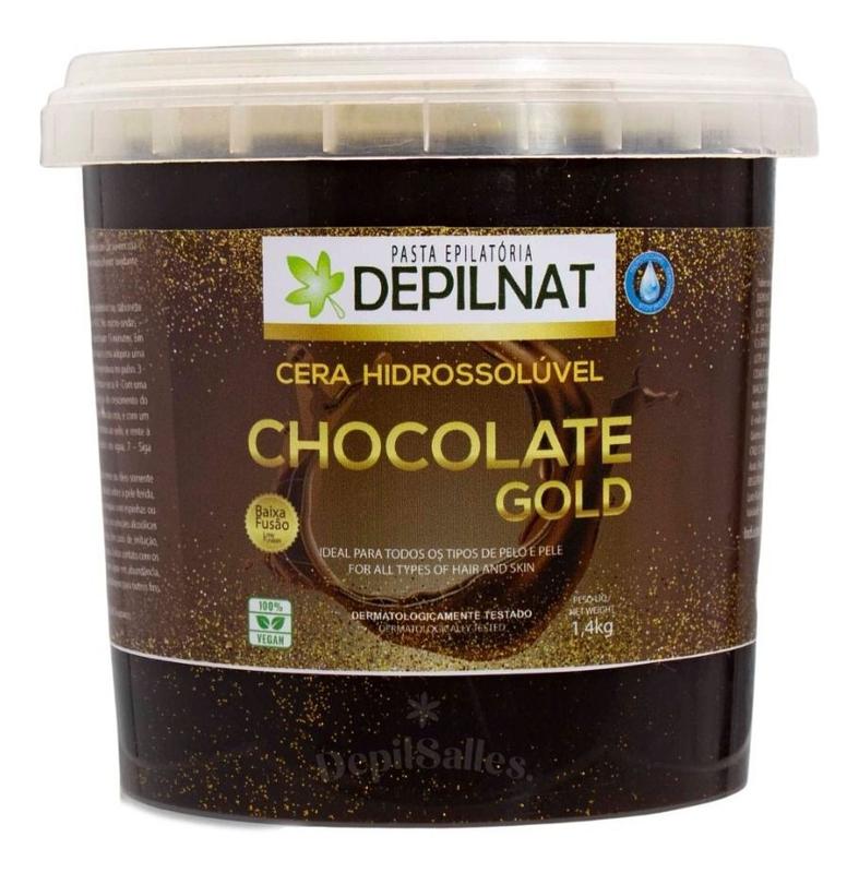 Cera Hidrossolúvel Chocolate Gold Depilnat - 1,4kg - Cera Depilatória ...