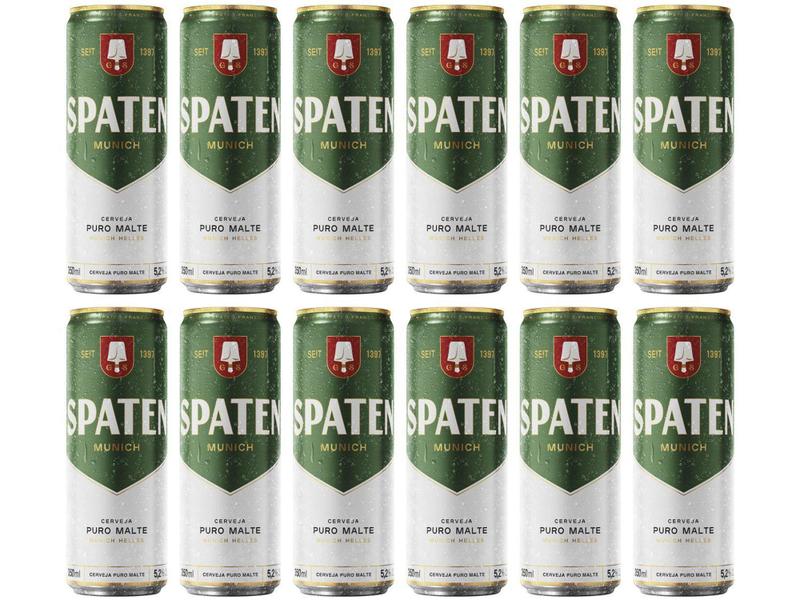 Cerveja Spaten Puro Malte Munich Helles Lager - 12 Unidades Lata 350ml ...
