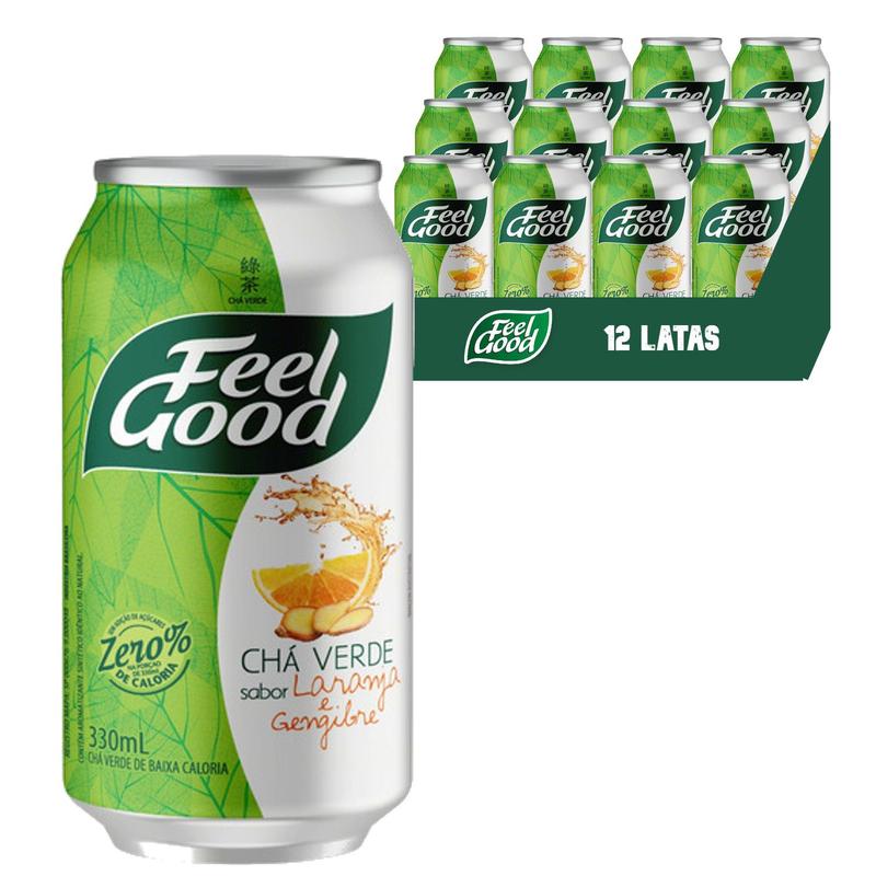 Chá Verde Laranja e Gengibre FEEL GOOD 330ml (12 Latas) - Chá Verde ...