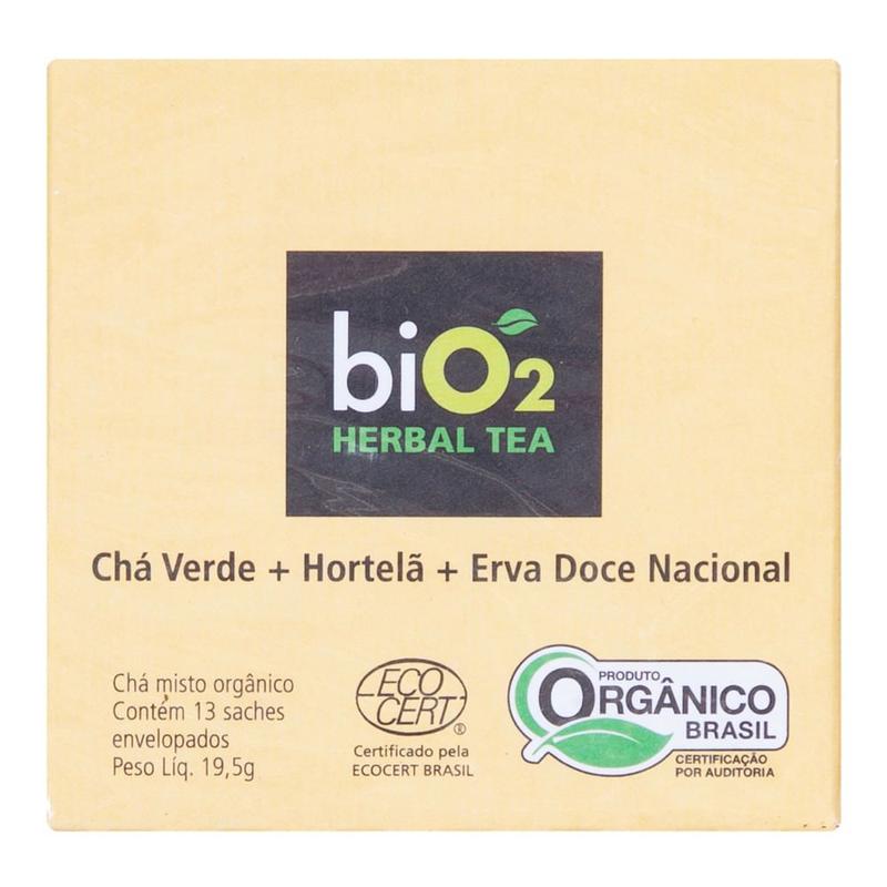 Chá Verde Orgânico com Hortelã e Erva Doce Bio2 Herbal Tea 19,5g - Chá ...