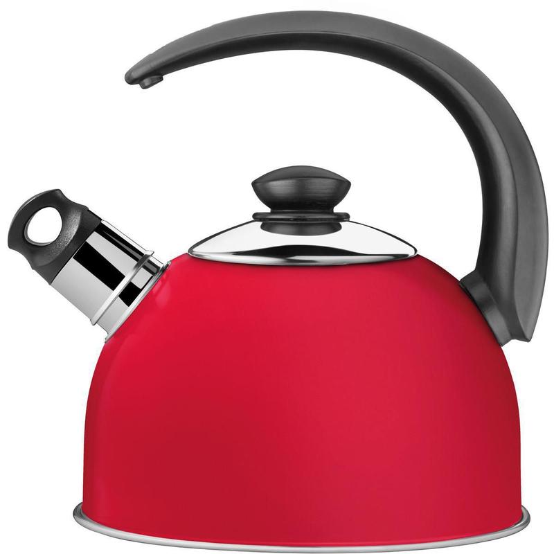 Chaleira Aço Inox Tramontina 2,1 Litros Com Apito Vermelha - Chaleiras ...