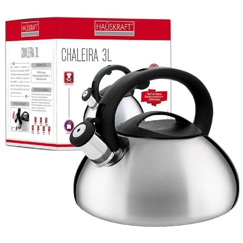 Chaleira Com Tampa e Apito Em Aço Inox Para Café 3 Litros - HausKraft ...