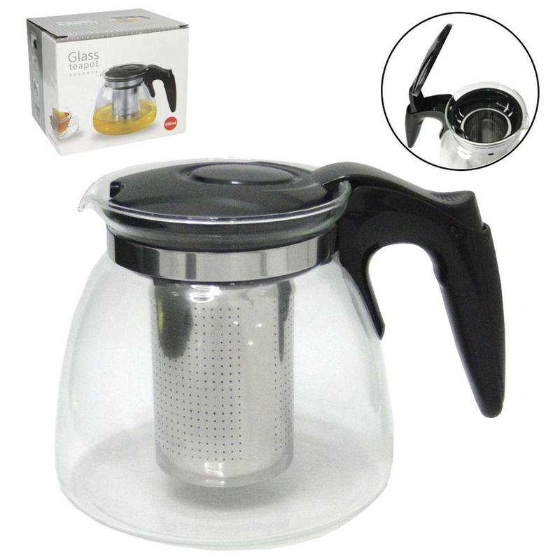 Chaleira de vidro com infusor de inox + alca e tampa de plastico 950ml - TOP RIO - Chaleira ...