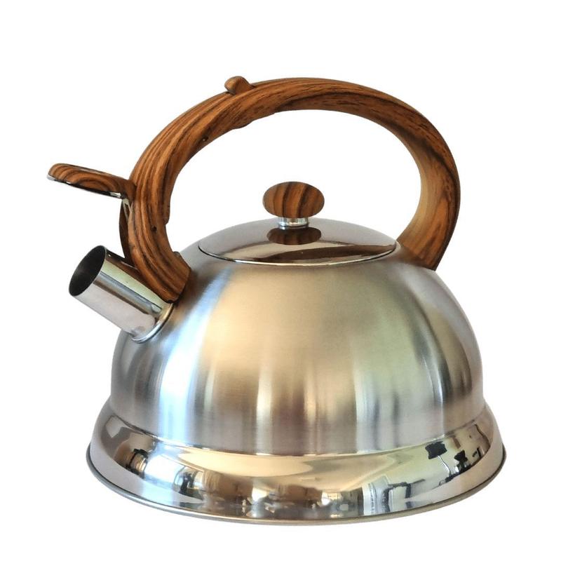 Chaleira Em Inox Com Alça De Bambu Com Apito 3L - Mimo Style ...