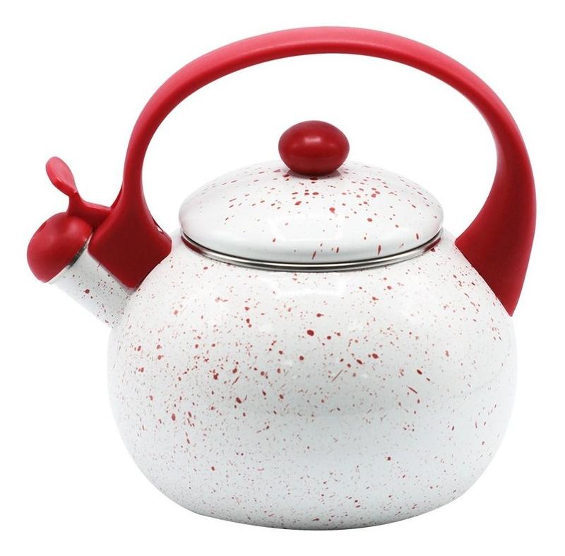 Chaleira Esmaltada De Ferro 2.2L Cabo Baquelite Decorada Branca Fogão ...